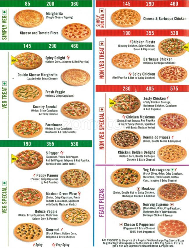 Domino's Pizza, Aliganj Menu