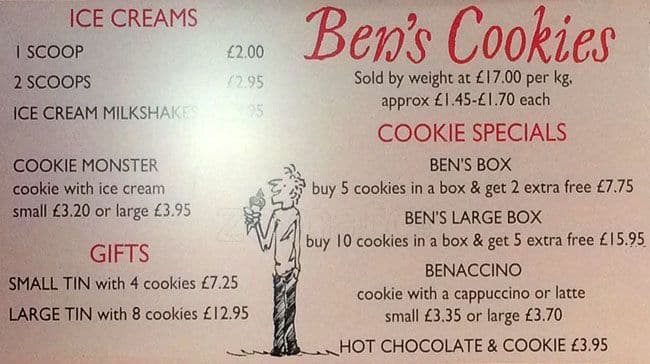 Ben's Cookies Menu, Menu for Ben's Cookies, Soho, London - Zomato UK