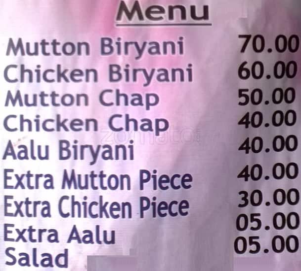 New Shimla Biryani Menu, Menu for New Shimla Biryani, Shibpur, Howrah ...