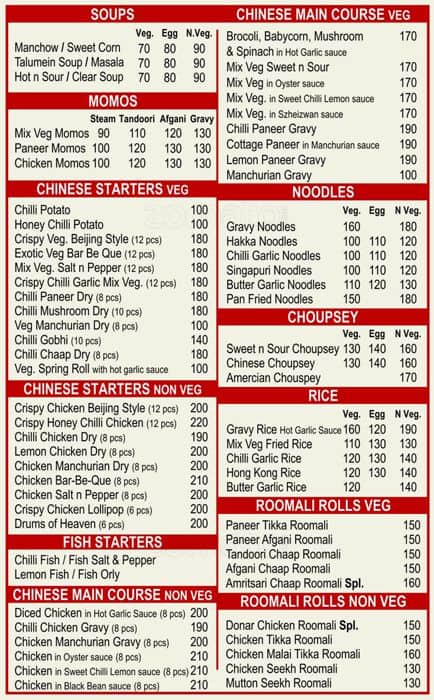 Little Chef, Paschim Vihar Menu