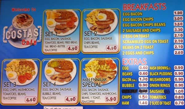 Costas Cafe & Burger House Menu - Zomato UK