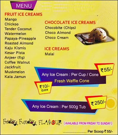 Natural Ice Cream Menu, Menu for Natural Ice Cream, Indiranagar ...