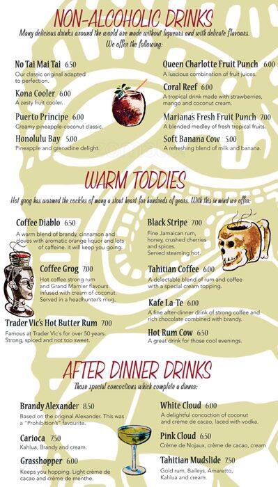 Trader Vic's - London Hilton On Park Lane Hotel Menu - Zomato UK