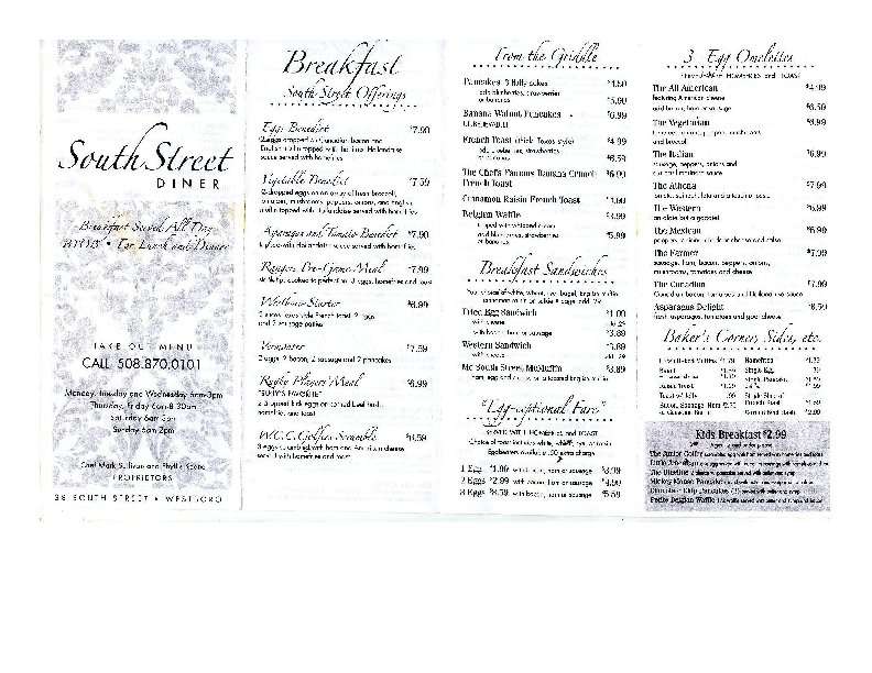South Street Diner Menu, Menu for South Street Diner, Westborough ...
